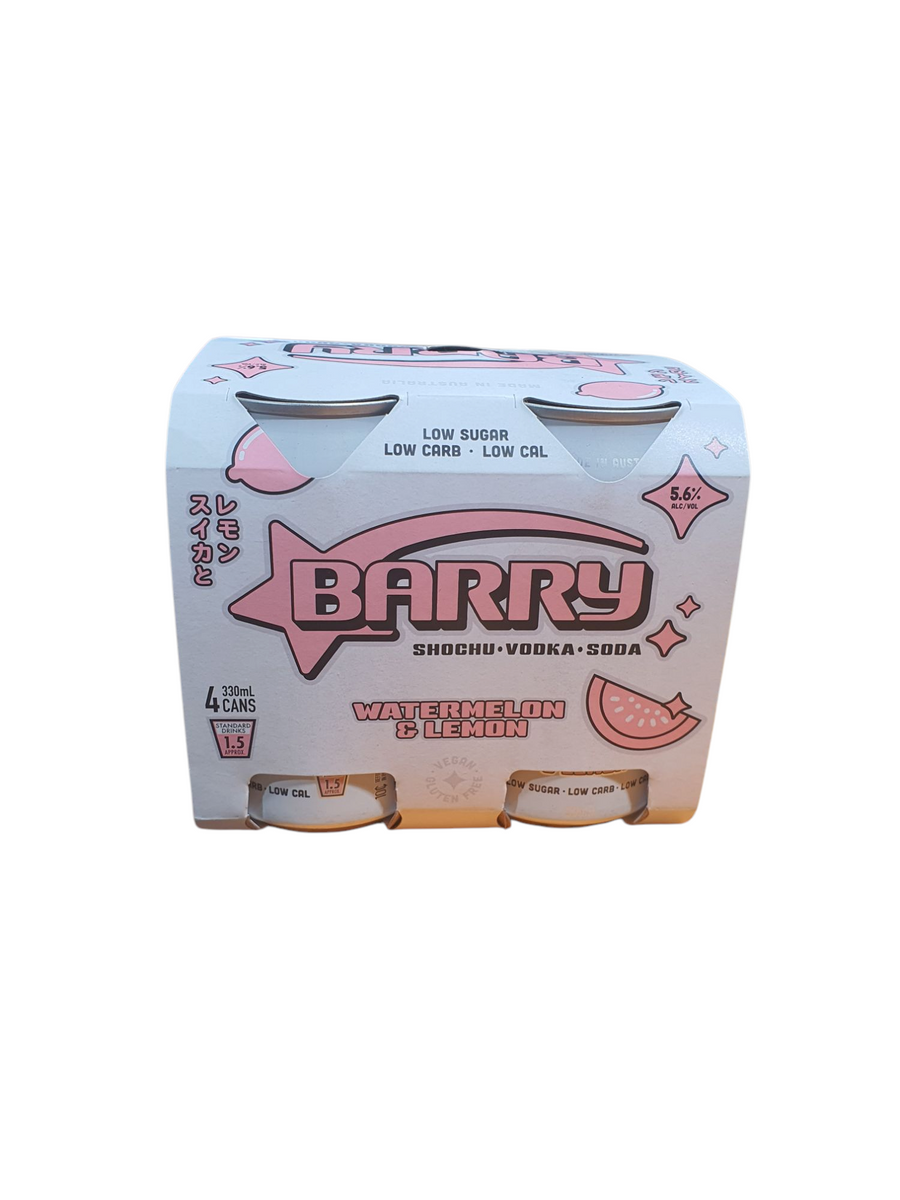 Barry Watermelon & Lemon Shochu RTD 330ml 4PK – Liquor Shed